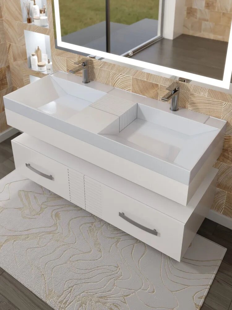 Раковина двойная Andrea Sozvezdie (120 см, прямоугольная, без стаканов)