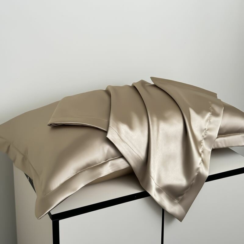 Двусторонняя наволочка из ледяного шелка, пара летних наволочек, шелковая красота, 48, однотонная, для подушки, прохладная, класс А для ухода за волосами