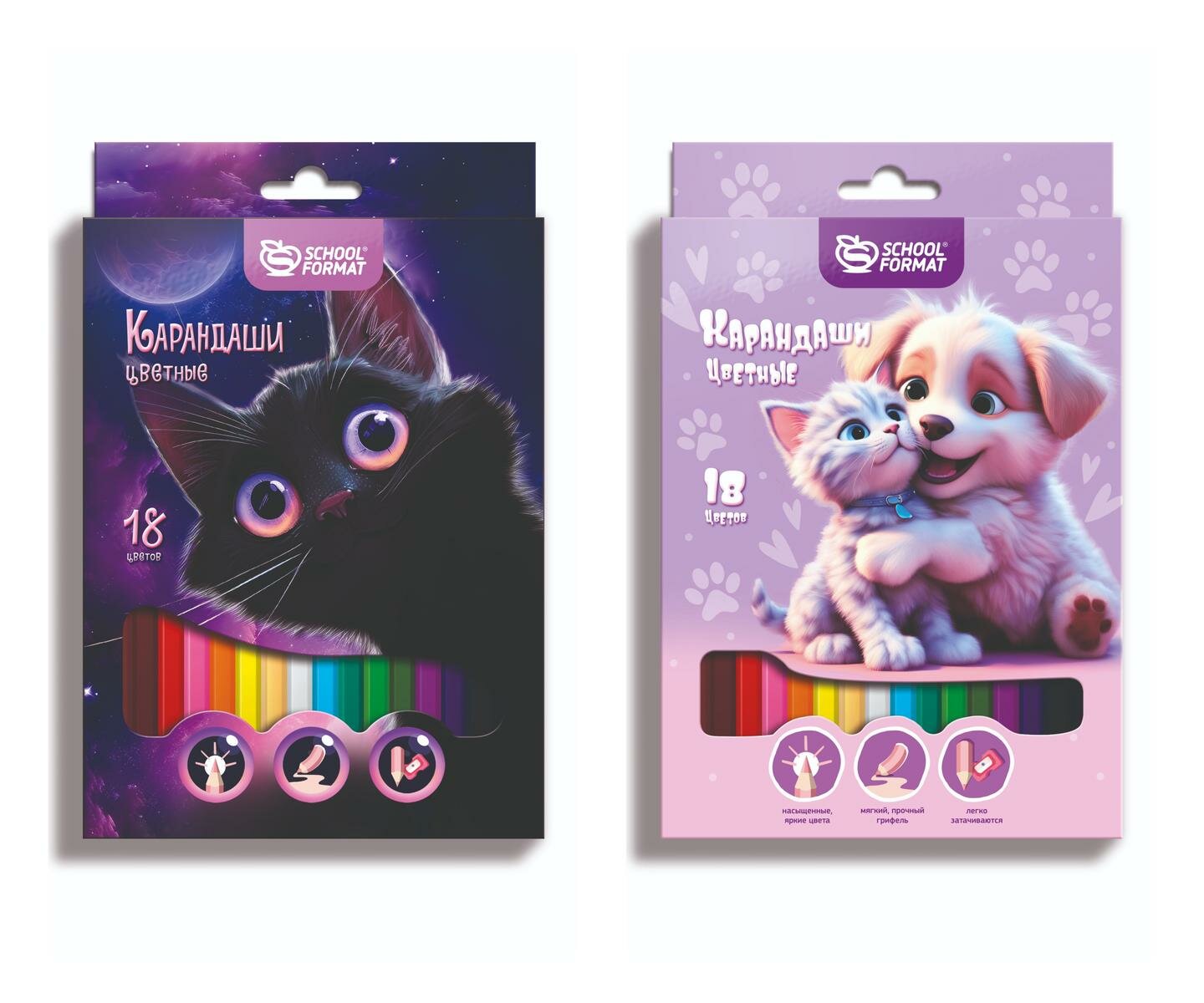 Карандаши 18цв. "Микс для девочек" шестигран. корп. дерев. карт. уп. (Schoolformat)