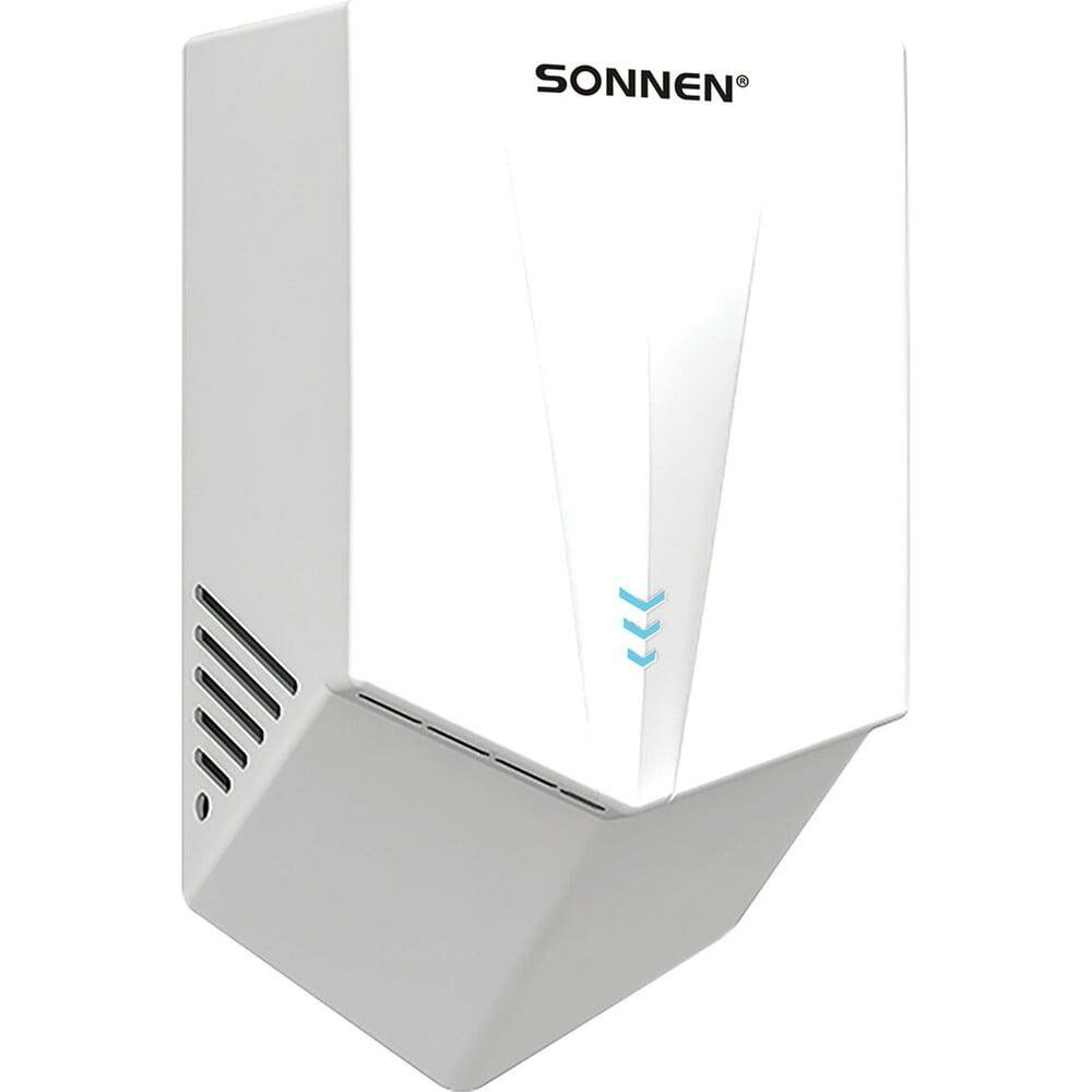 Сушилка для рук высокоскоростная SONNEN K2022B, 1300Вт, 150м/с, IPX1, 72дБ, белая, пластик, 607192