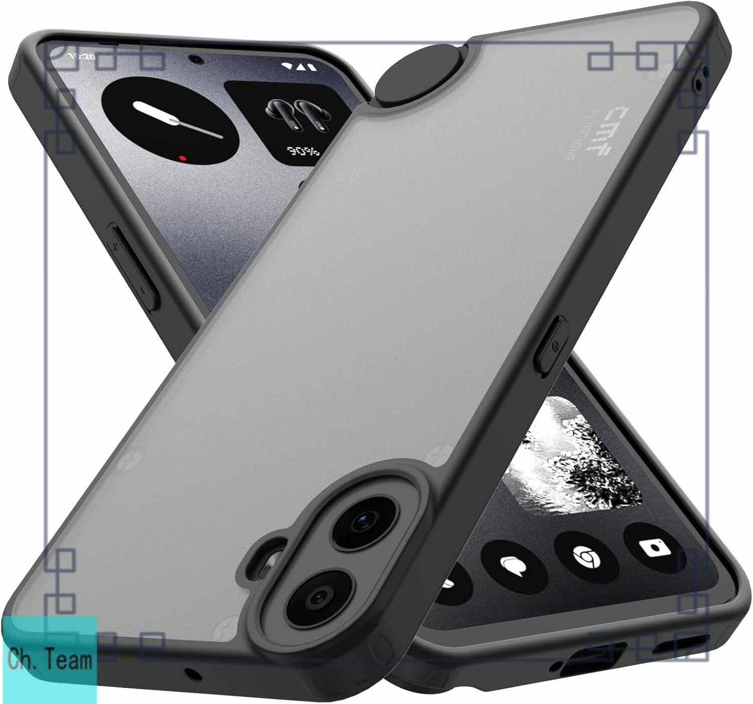 Чехол для Nothing Phone CMF Phone 1 (Насинг фон СМФ фон 1) Матовый прозрачный противоударный черное/Защита от отпечатков пальцев / нескользящий гибкий силикон / матовый акрил