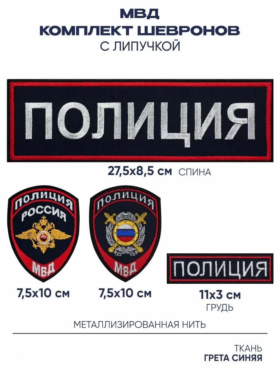 Комплект шевронов полиция МВД приказ №777 (спина, грудь, плечи)
