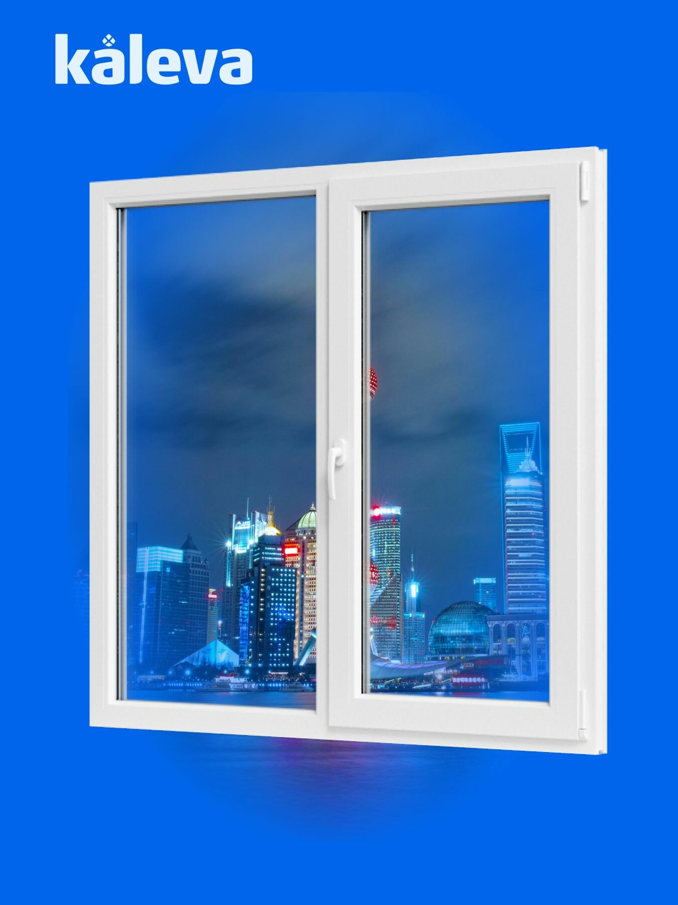 ПВХ окно Kaleva 107х95 см двухстворчатое глухое и поворотно-откидное правое двухкамерный энергосберегающий стеклопакет