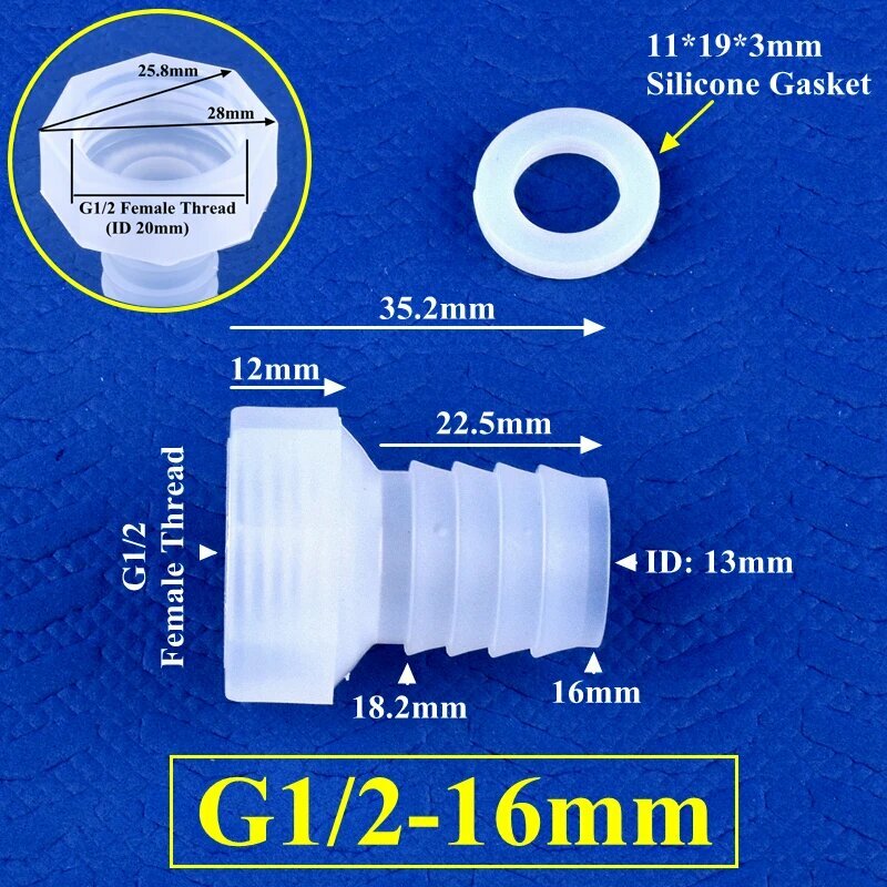 SgooHan PP прямые фитинги для полива G1/2 4~20 мм Синий, G1I2-16mm, 5 Pieces