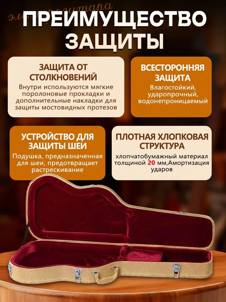 Кейс для электрогитары желтый ударопрочный водонепроницаемый — фото 1