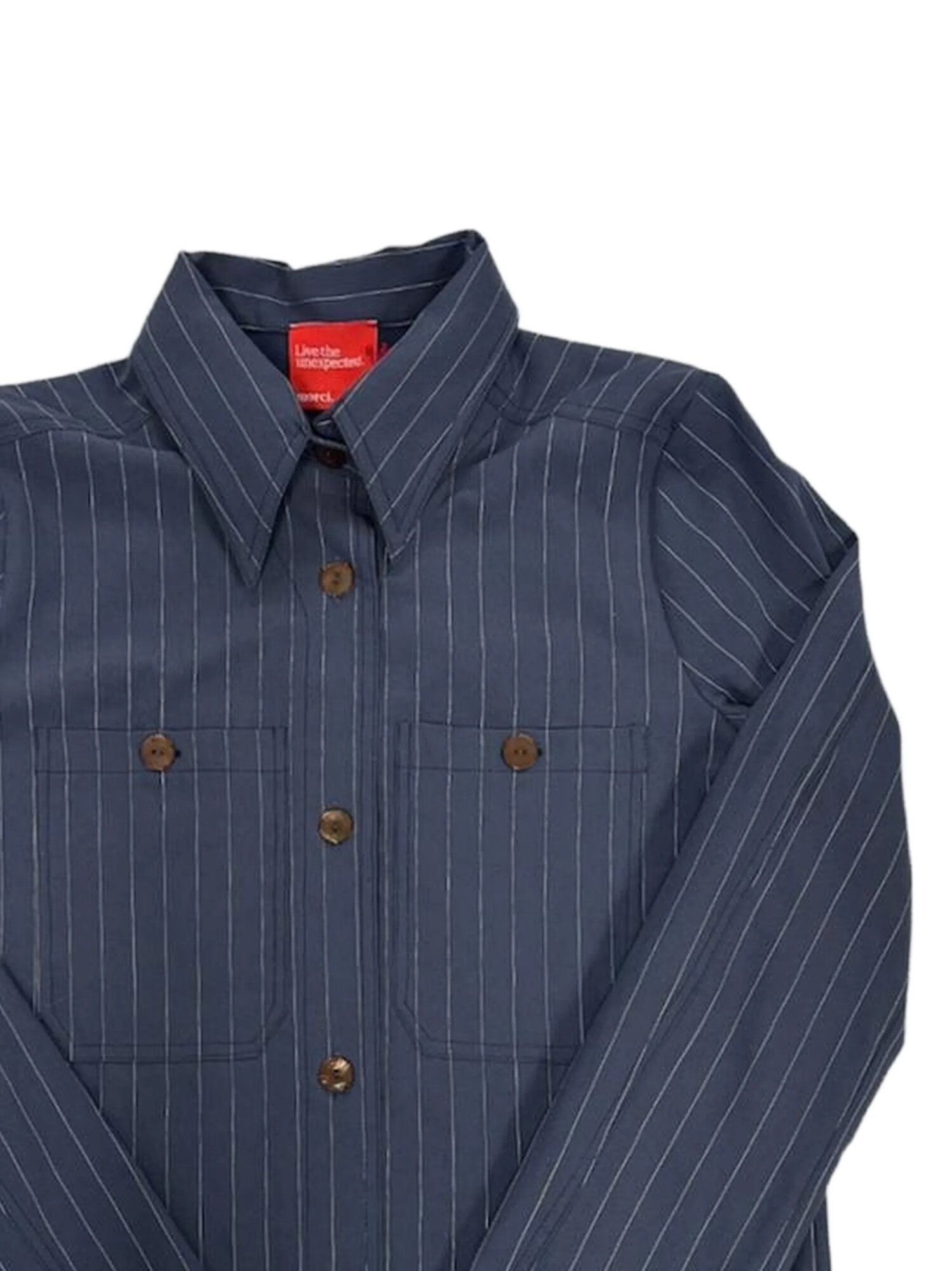 Рубашка ..,merci Pinstripe-pattern patch-pocket shirt, размер 44, Синий принт — фото 1