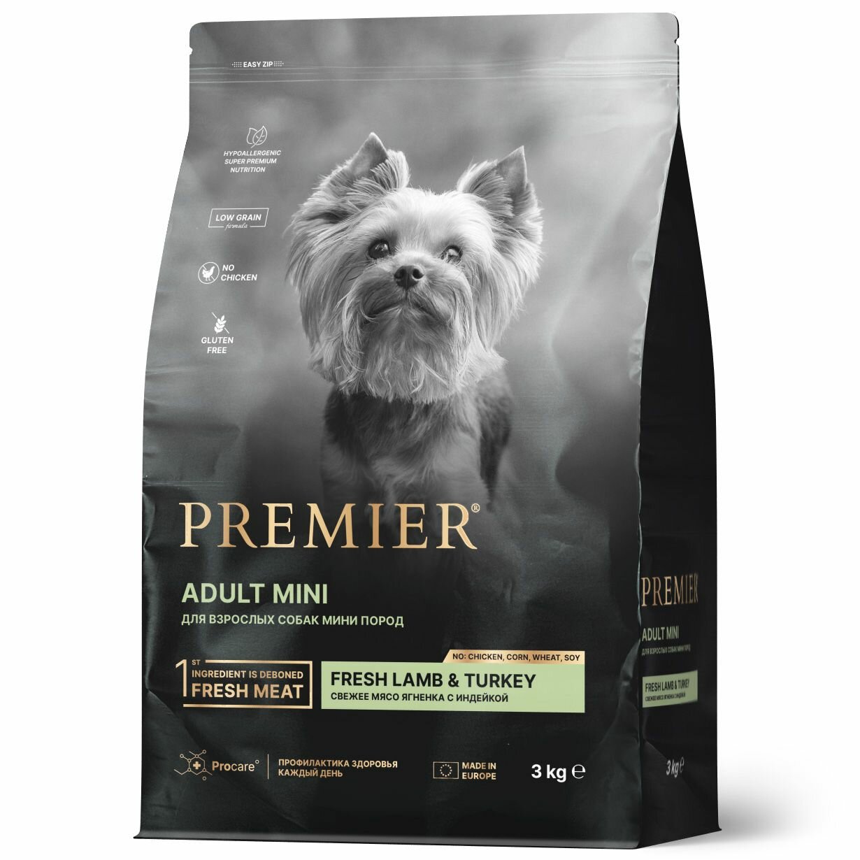 Сухой корм PREMIER для взрослых собак мелких пород ягнёнок с индейкой 8кг.
