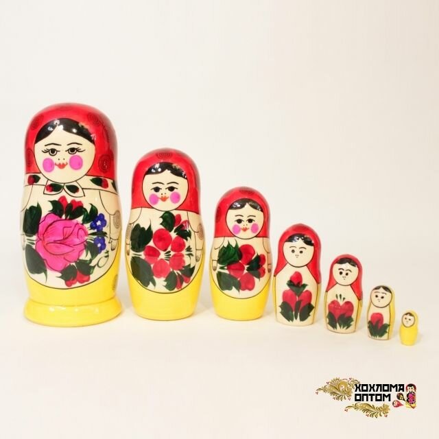 Матрешка традиционная 7 кукольная, Хохлома 10103