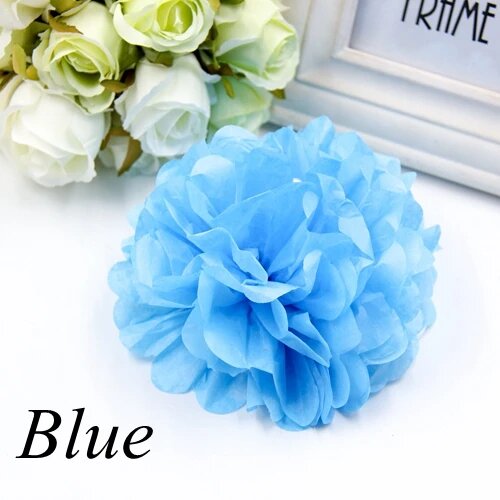 Свадебные помпоны из бумаги 20 шт. Синий, 20pcs mix 2sizes, Blue