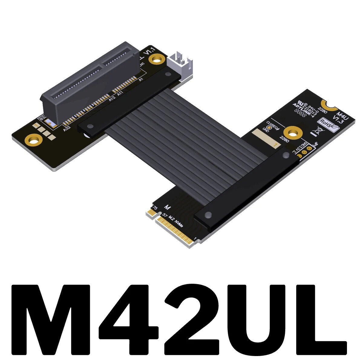 ADTLink кабель PCIe 4.0 M.2 NVMe to x4 50cm, M42UL