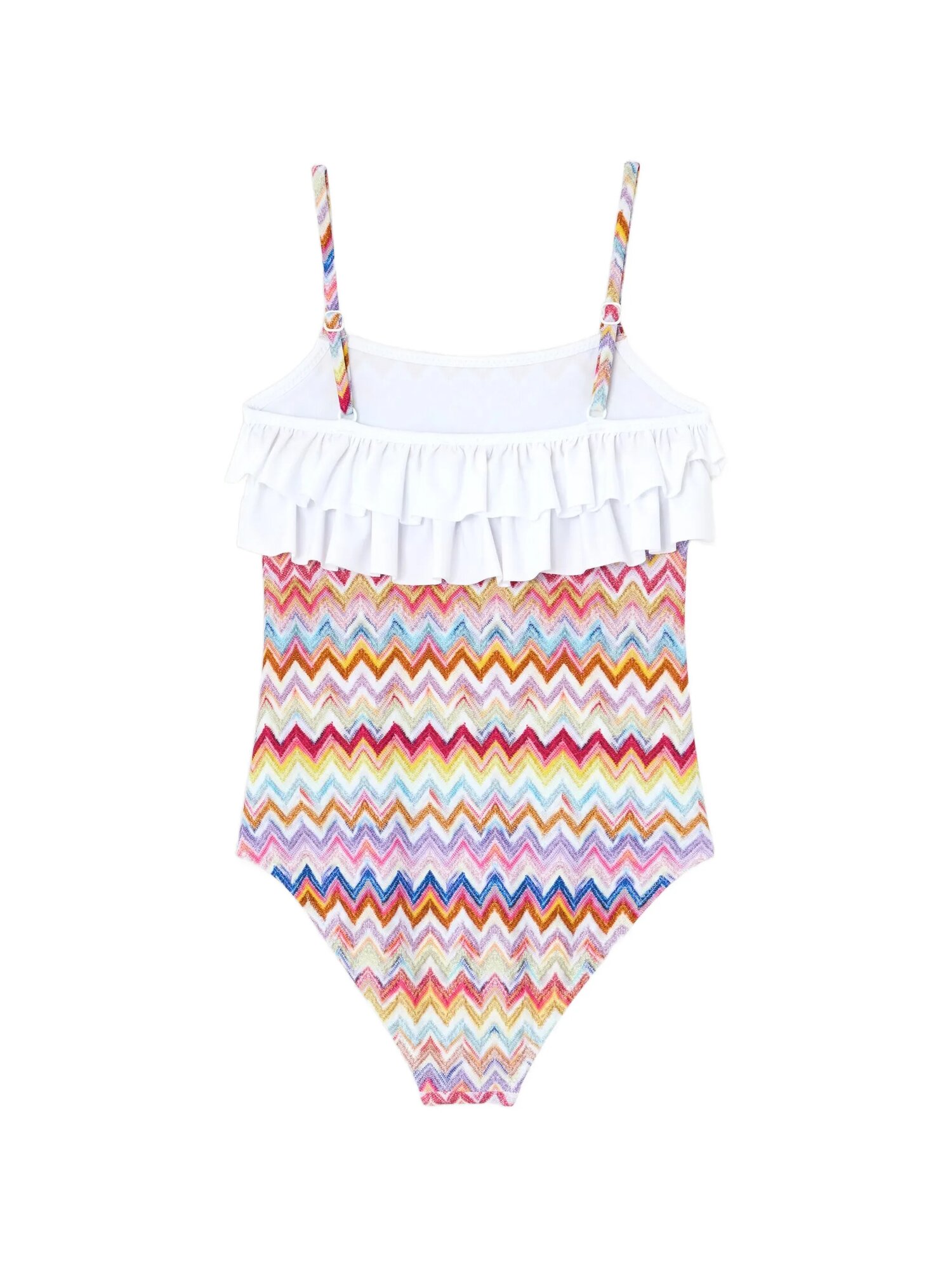 Купальник Missoni Zigzag-print ruffled swimsuit, размер 10 лет, белый — фото 1