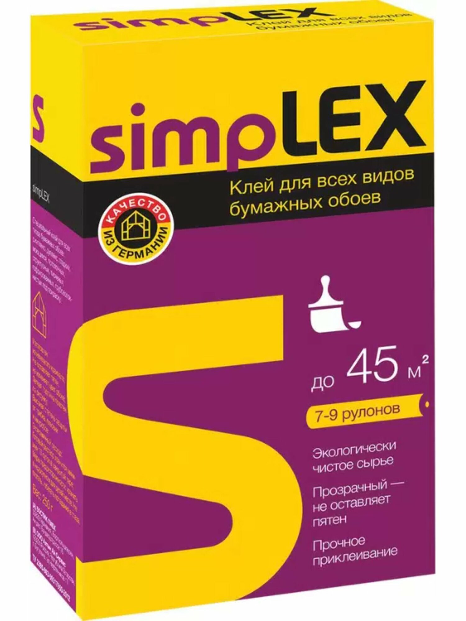 Клей для бумажных обоев Simplex 250 г, артикул 10323R, надежное средство для ремонта и отделки стен в коробке