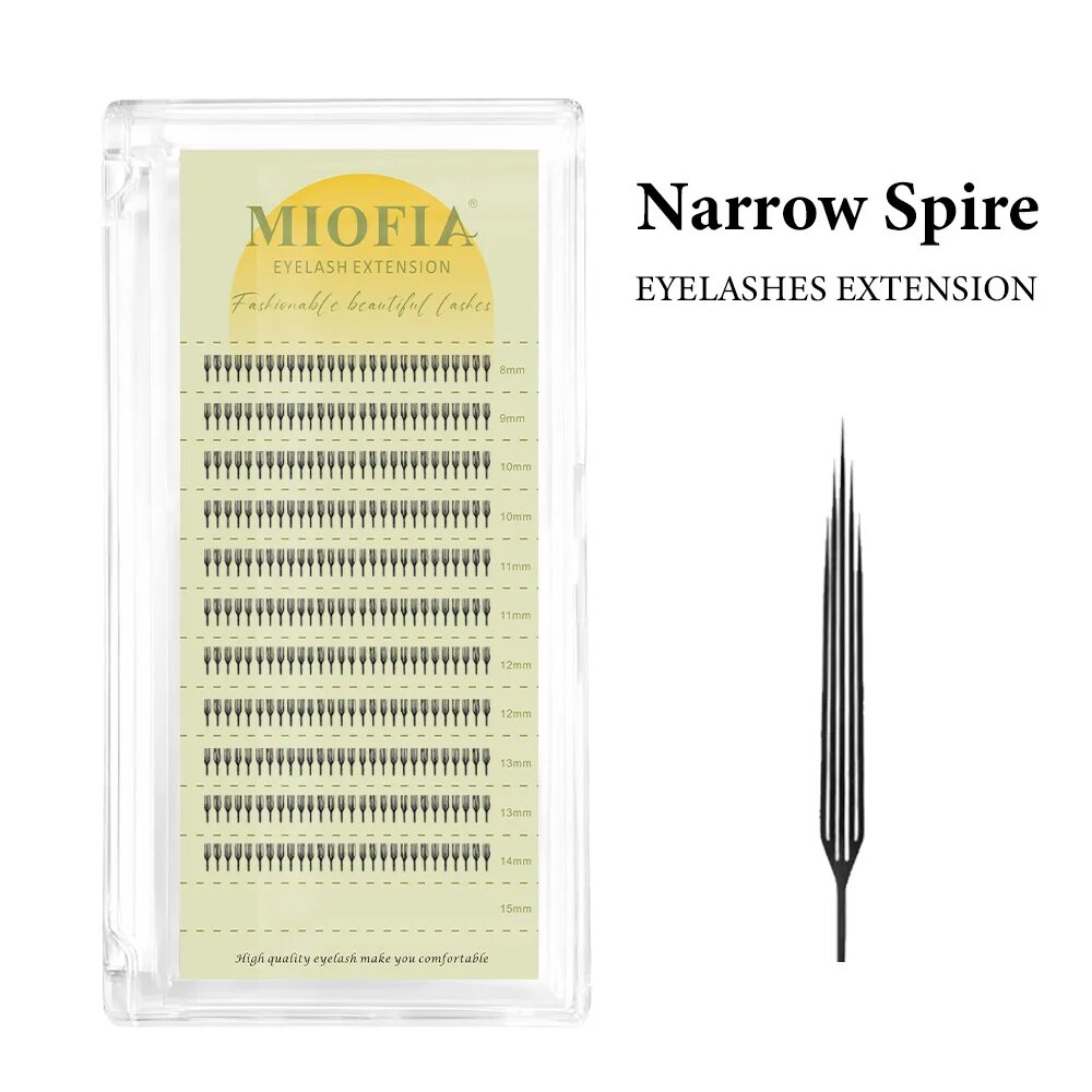MIOFIA Накладные ресницы, 12 рядов, эффекта перьев D, 8 мм, Narrow Spire Eyelash
