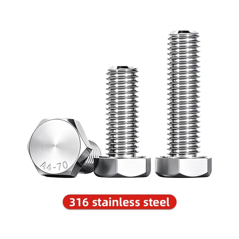 Болт шестигранный нержавеющая сталь DIN933 М3-М12 Серебряный, M8 5pcs, 316 Stainless Steel, 35mm
