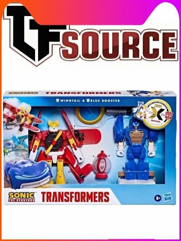 Трансформеры игрушки Hasbro Transformers Sonic the Hedgehog Collaborative Mash Up! Wingtail & Blue Booster 2-Pack