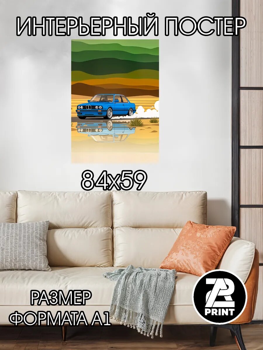 Постер на стену интерьерный 84х59 авто ЖДМ(JDM) БМВ