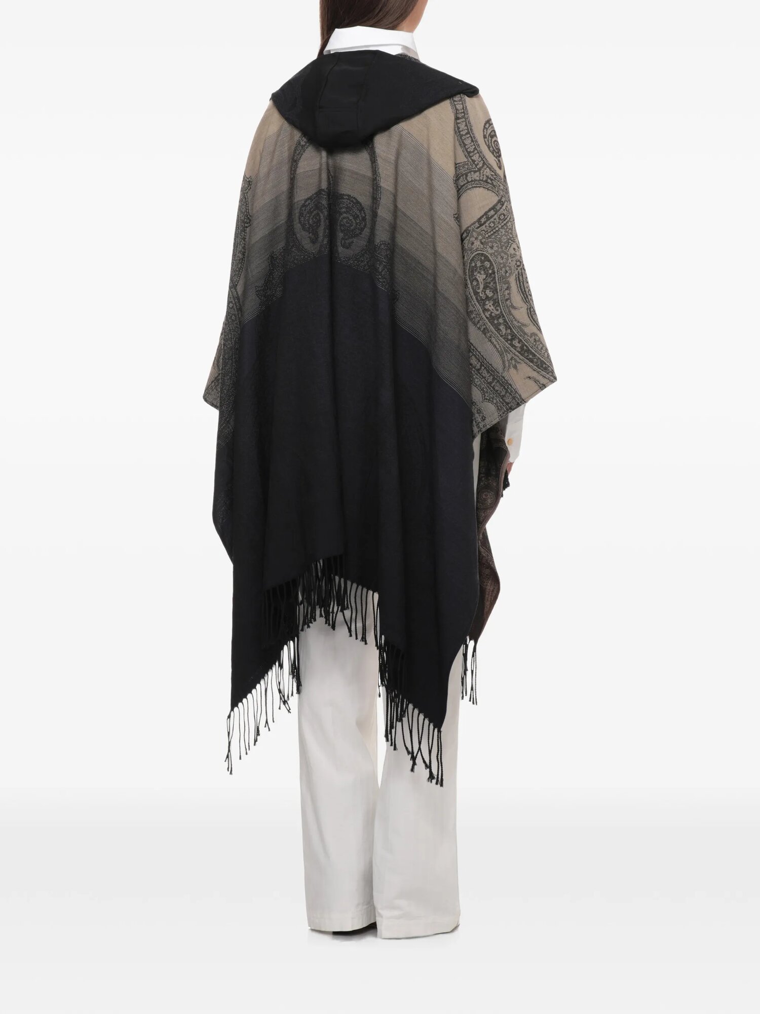 Накидка ETRO Paisley-pattern fringed cape, размер OneSize, разноцветный — фото 1