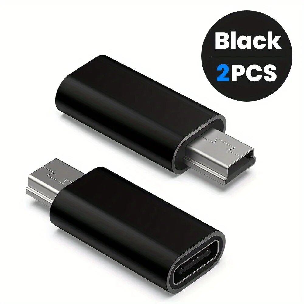 Черный Адаптер USB-C На Mini USB (2 Шт.), Конвертер Type-C (женский) На Mini USB Черный, Black 2PC