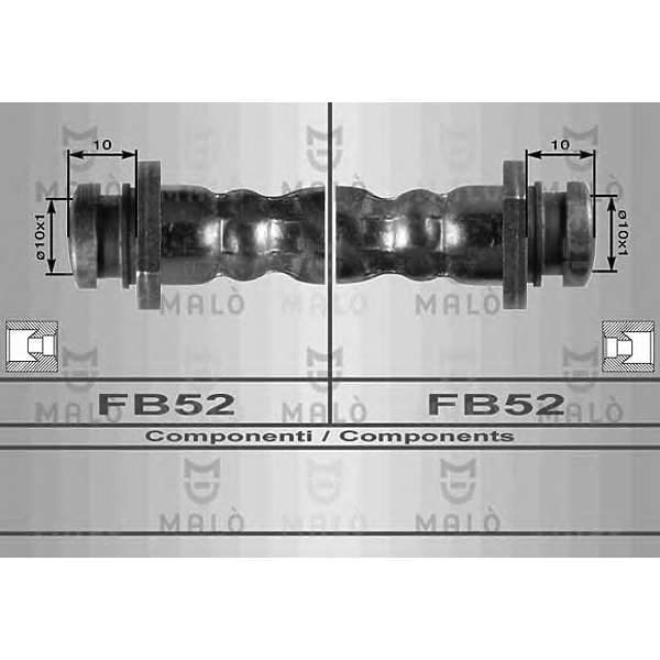 MALO 8933 (4701124 / 5177076G00 / 9206661) 8933, шланг тормозной malo, италия8933, шланг тормозной malo, итали