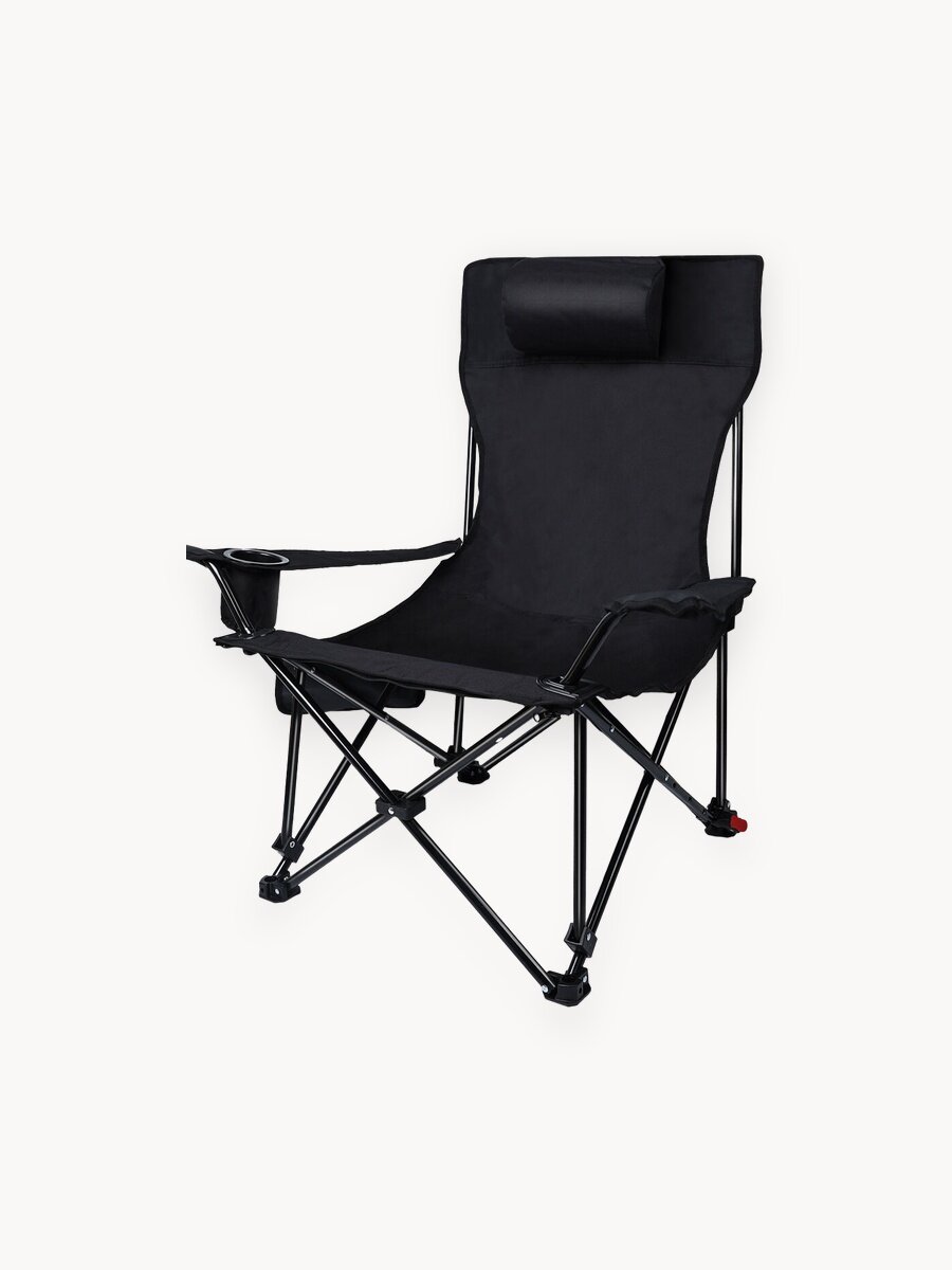 Кресло кровать раскладноеHIKDORI, кресло реклайнер стул складной туристический, с подставкой для ног, черное 120кг