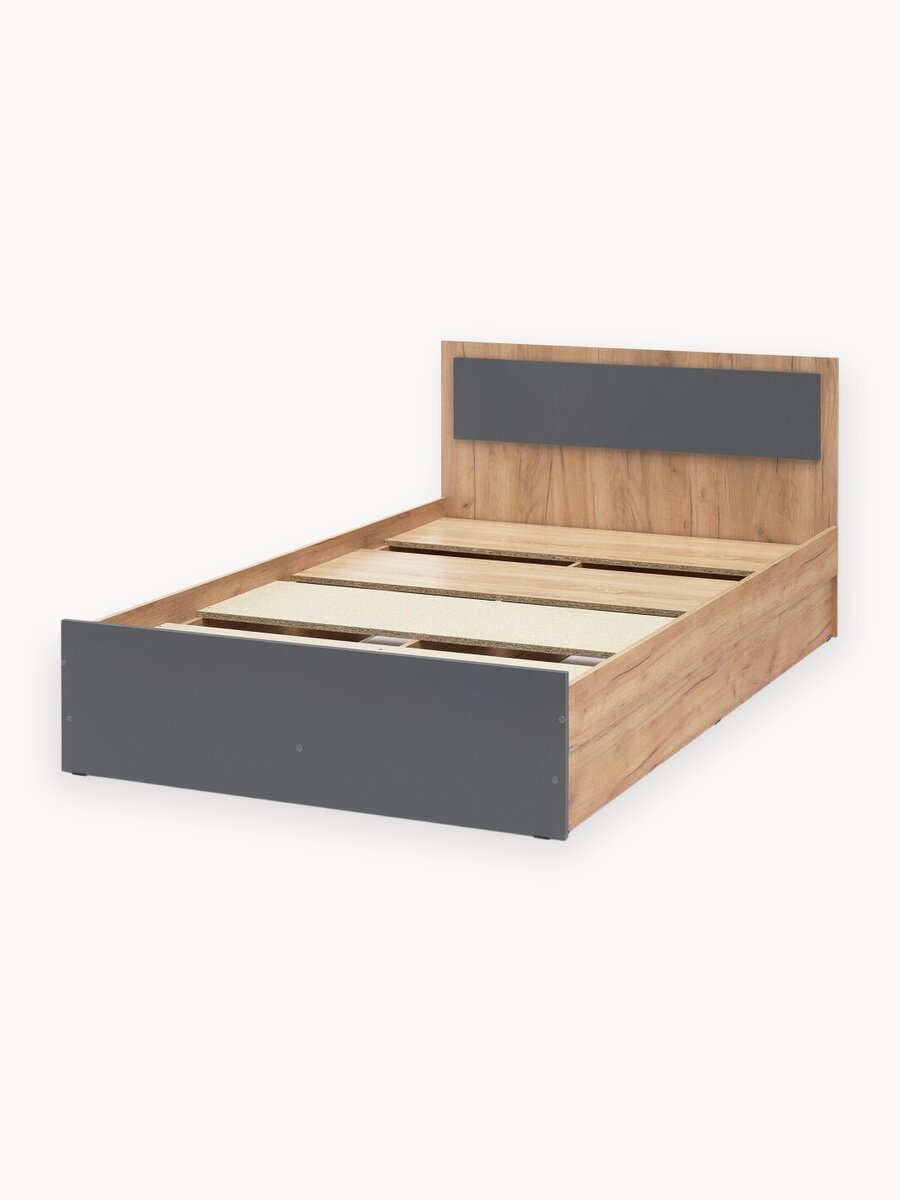 Кровать односпальная Нонтон Мартина, 120*200 см, настил, дуб крафт / графит