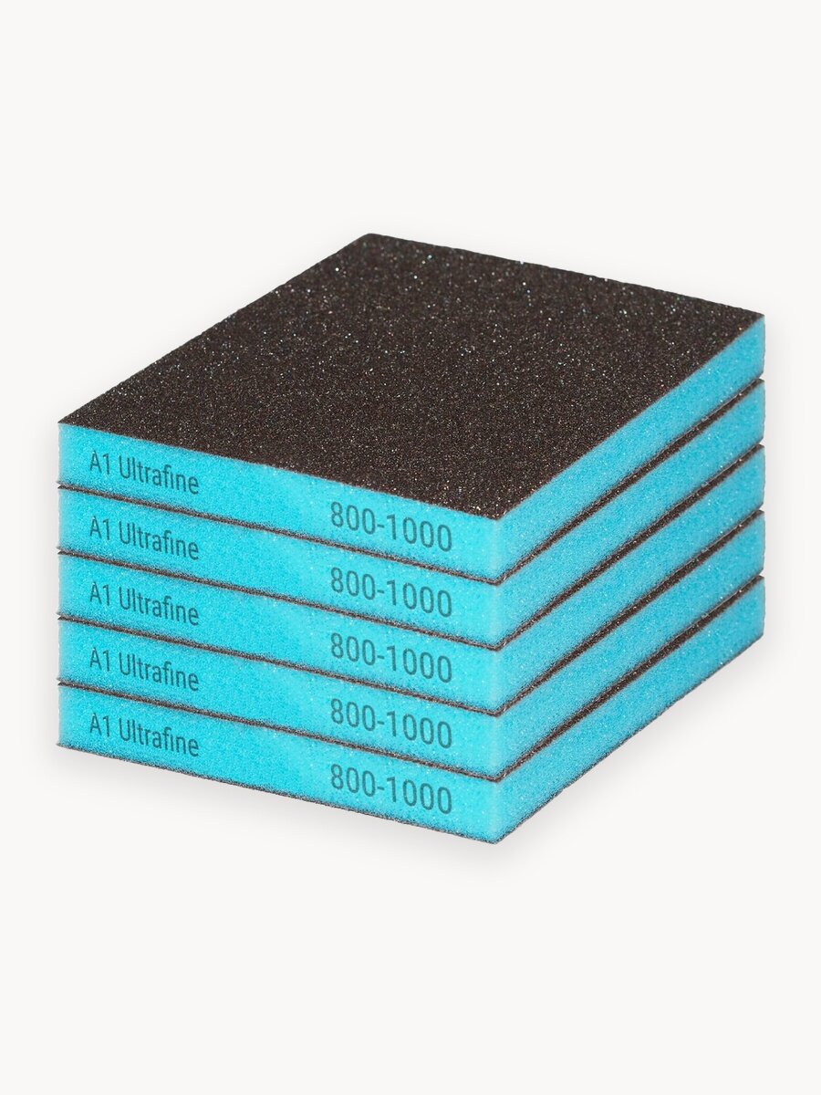 Двусторонняя губка А1 Spongebob Ultrafine P800-1000 синяя 5 штук