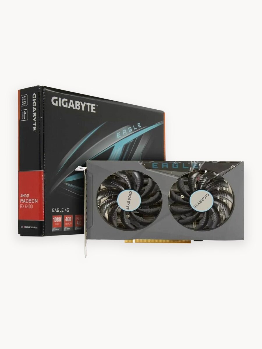 Видеокарта Gigabyte PCI-E 4.0 GV-R64EAGLE-4GD AMD Radeon RX 6400 4096Mb 64 GDDR6 2039/ 16000 HDMIx1 DPx1 HDCP Ret
