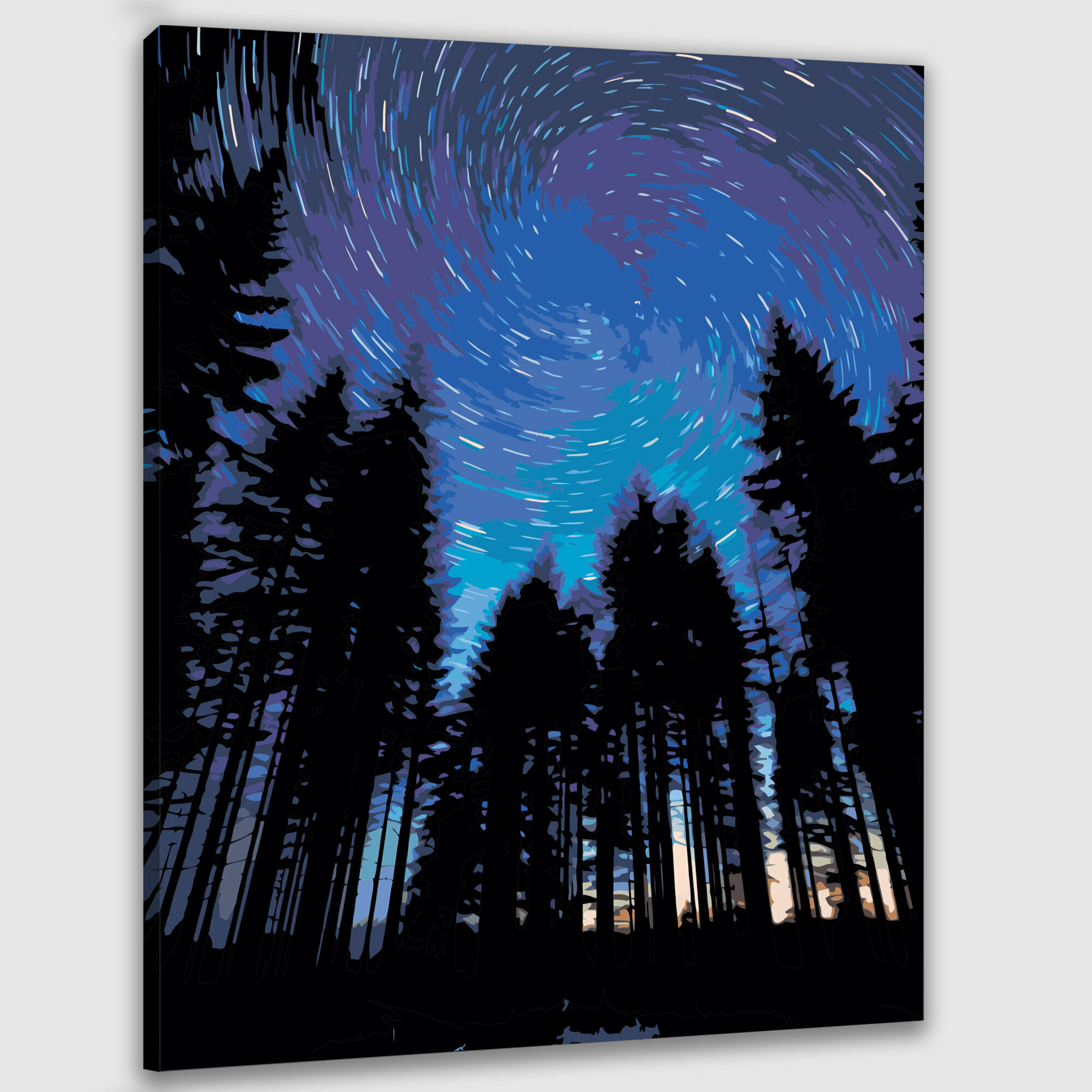 Картина по номерам 40x50 см, звездное ночное небо, фотография, длительная выдержка, узоры, мерцающие огоньки