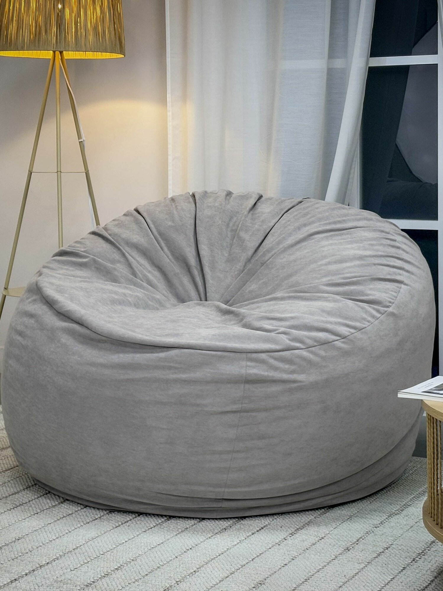 Кресло мешок Агитарси, лофтмебель, серый, велюр