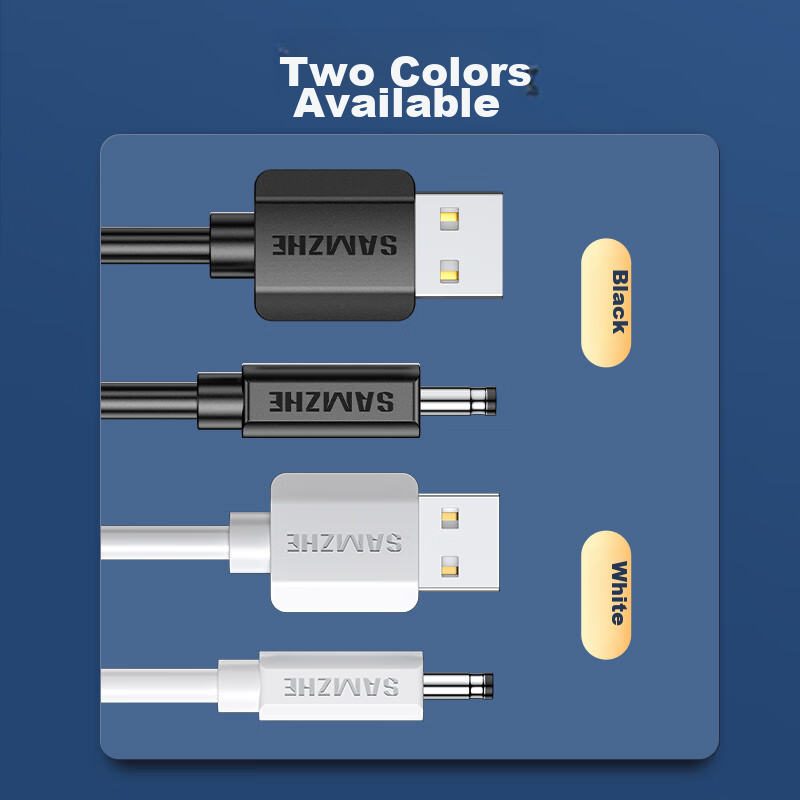 Shanze USB to DC Power Cable 3.5*1.35mm Power Cord Compatible with Hub, Small Speakers, Mobile Power Supply, USB Amplifier, Round Head Charging Cable, Black, L-02