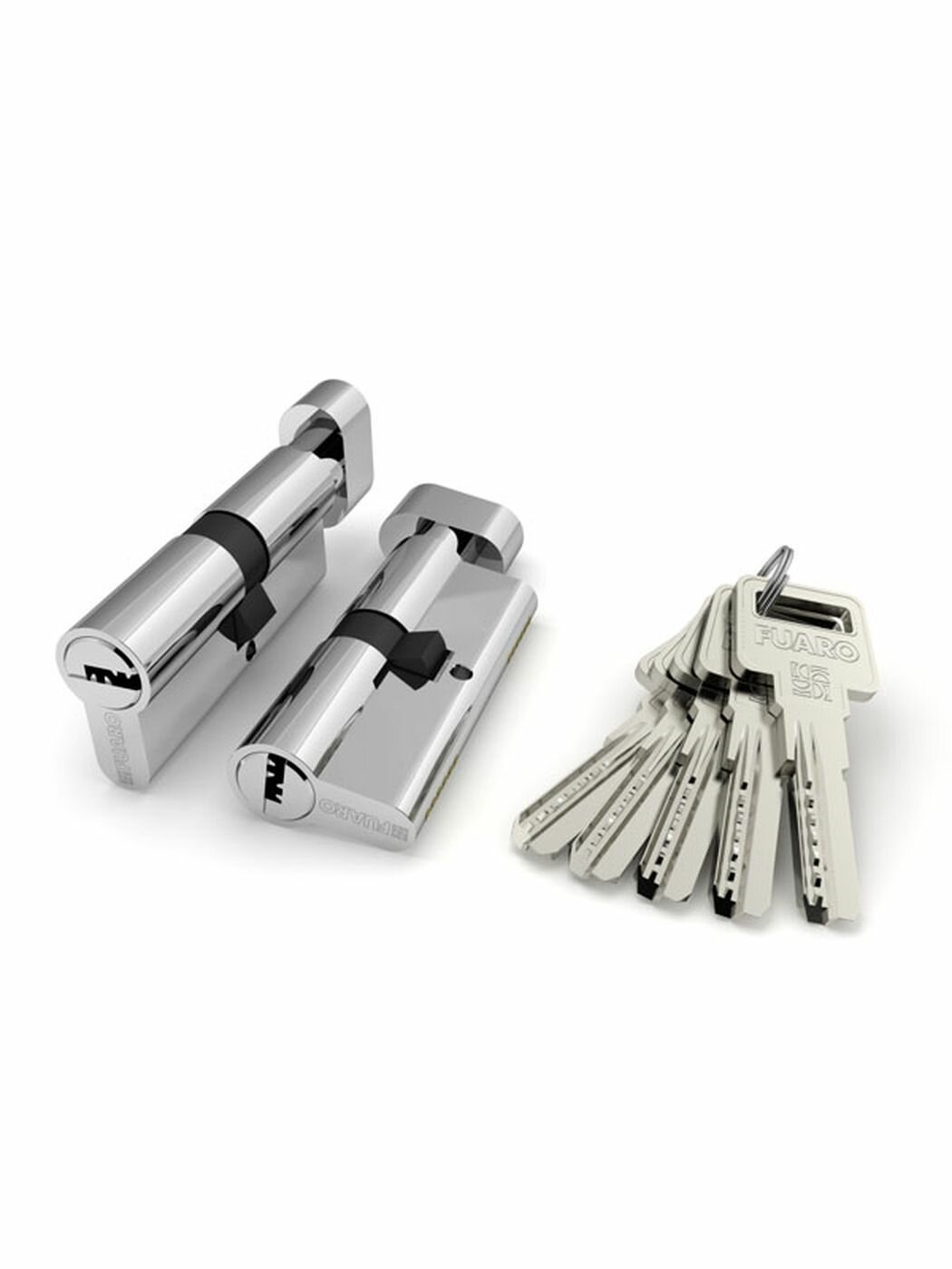 Цилиндровый механизм Fuaro (Фуаро) (R602/70) R6002Knob70(30+10+30) CP хром 5Key с вертушкой