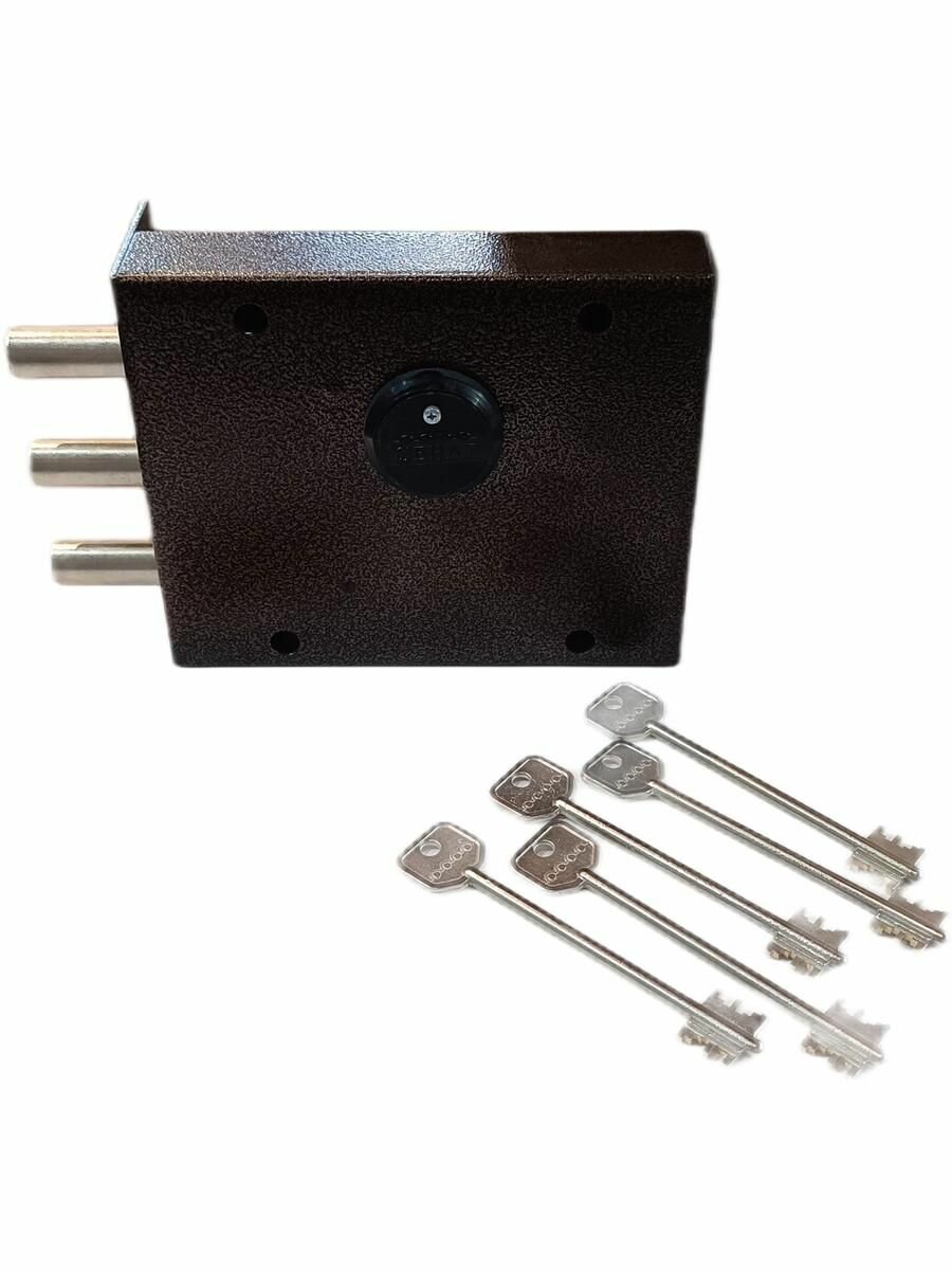 Замок Накладной сувальдный Гаражный ЗГС- 7.2 5 ключей б. о Сенат