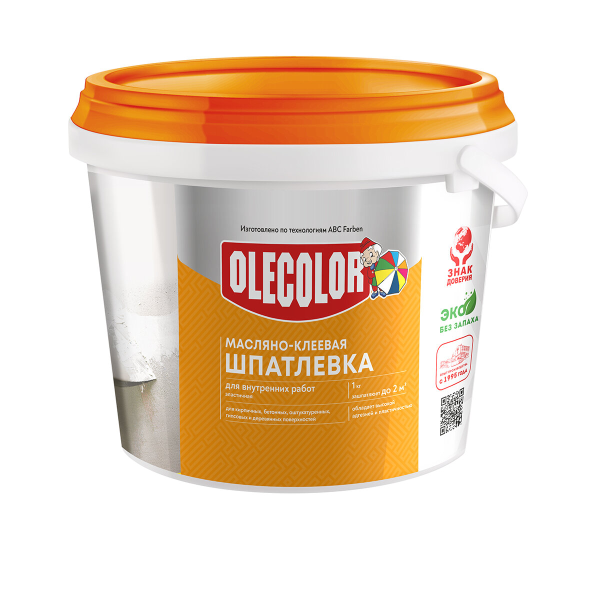 Шпатлевка масляно-клеевая Olecolor, 0,9 кг, белая, для внутренних работ