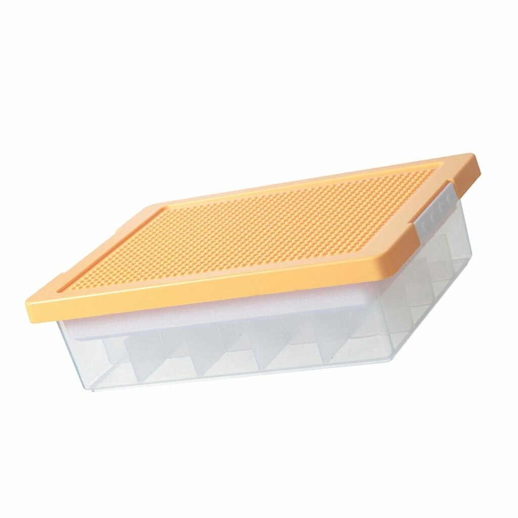 Коробка для хранения игрушек с прозрачными органайзерами и плитой для конструкторов