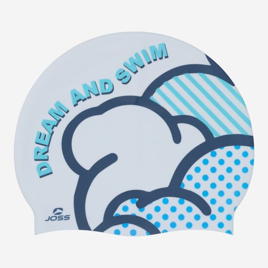 Шапочка для плавания Joss силиконовая белый/голубой, one size, 102147JSS-WQ