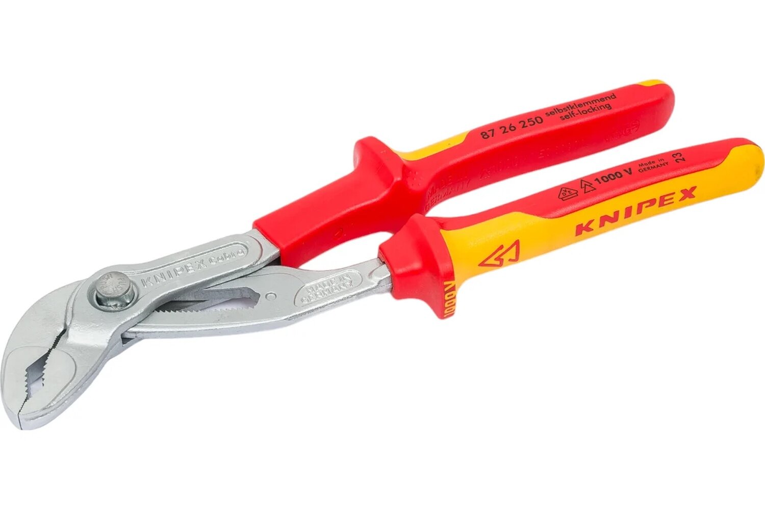 Клещи переставные VDE, зев 50 мм, длина 250 мм, хром, 2-комп диэлектрические ручки, COBRA KNIPEX KN-8726250SB