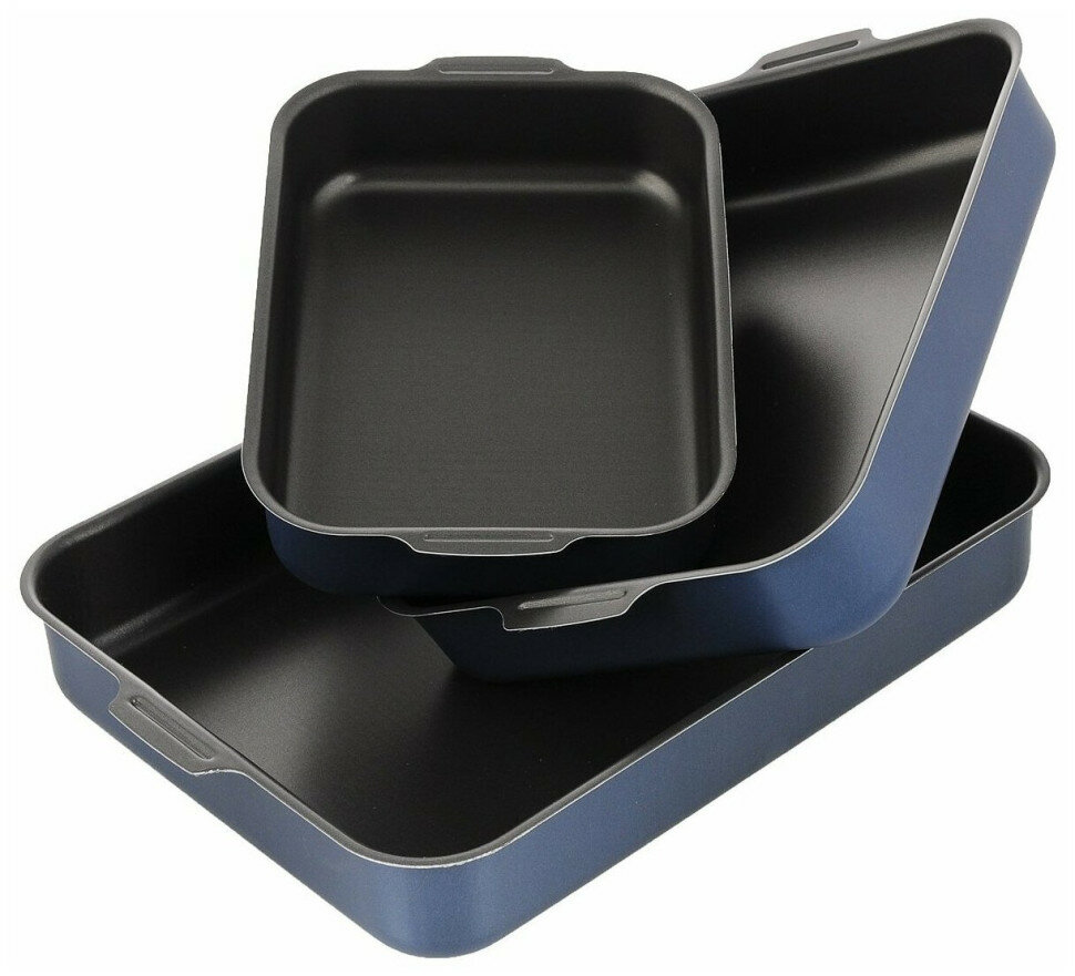 Калитва Сатин Лазоньера (63034), Набор противней (19*25, 23*30, 27*35см), без крышек, с ручками