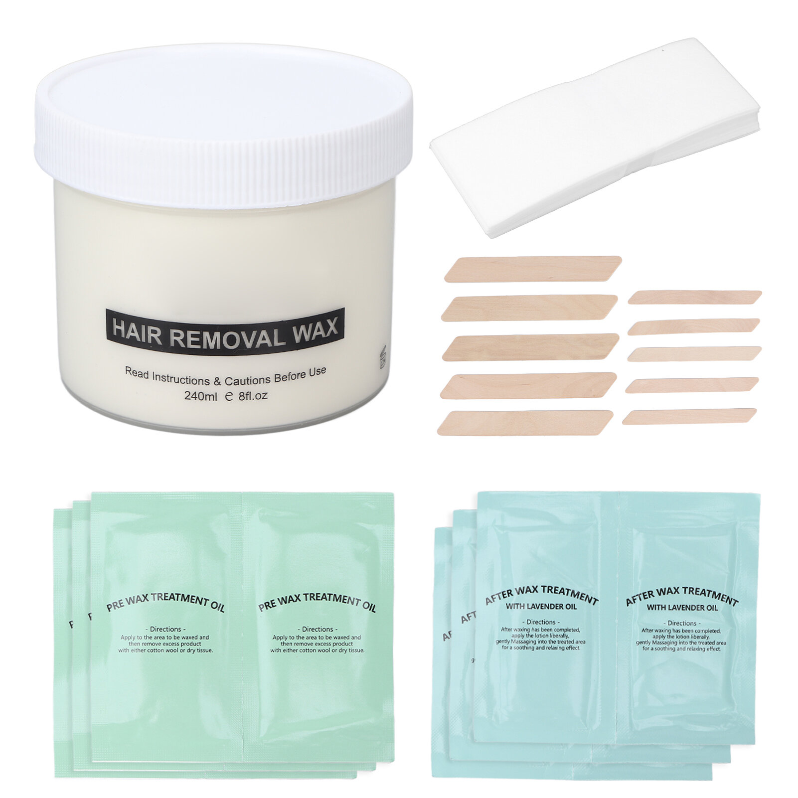 Салфетки для удаления волос в микроволновой печи, аппликатор для воска, набор для депиляции рук и ног (240 мл)