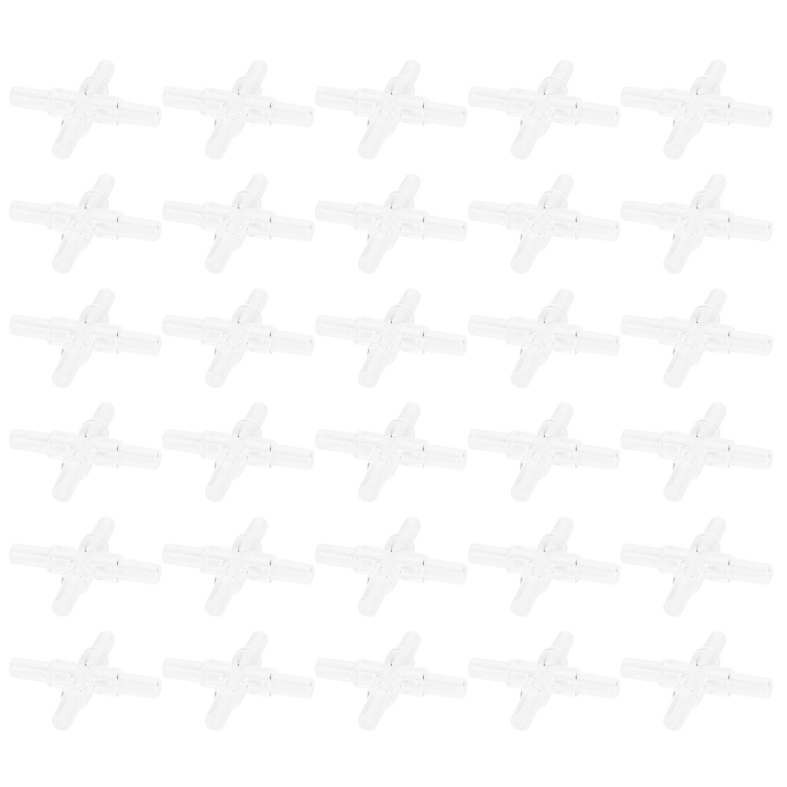 30 штук 4-миллиметровых L-образных разветвителей для воздушных шлангов аквариума, тройников и крестовин, прозрачные 4-ходовые соединители