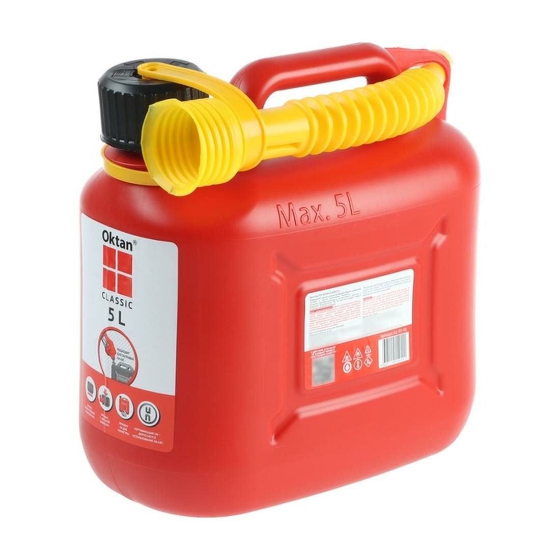 Канистра ГСМ Oktan CLASSIK, объем 5 л, пластиковая, цвет красный