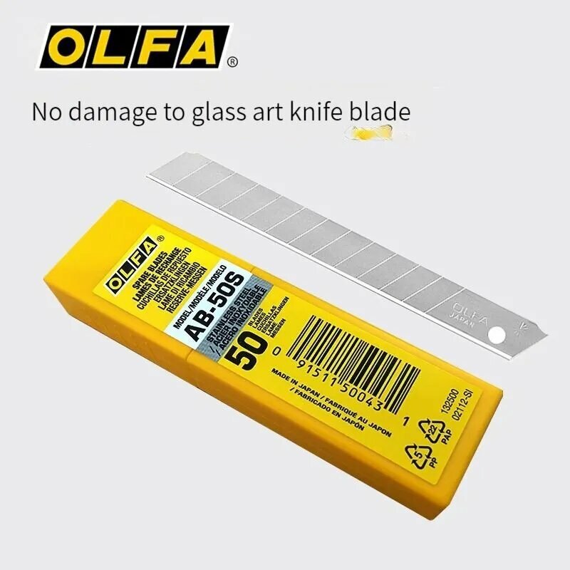 KNOW EASY-(50 штук) OLFA AB-50S Стандартный бытовой канцелярский нож, лезвие 9 мм, можно отламывать.