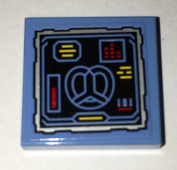 Tile 2 x 2 with Batcomputer Pretzel Display Pattern (Sticker) - Set 70909, 3068pb1035 Medium Blue U