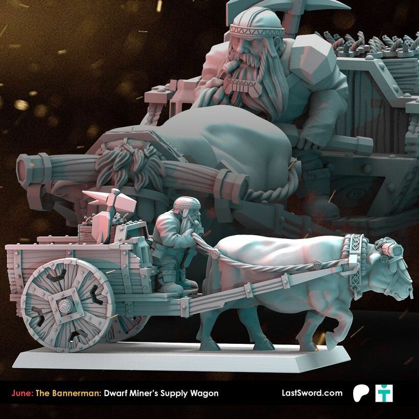 Миниатюра Warhammer Dwarf Miners Wagon 2