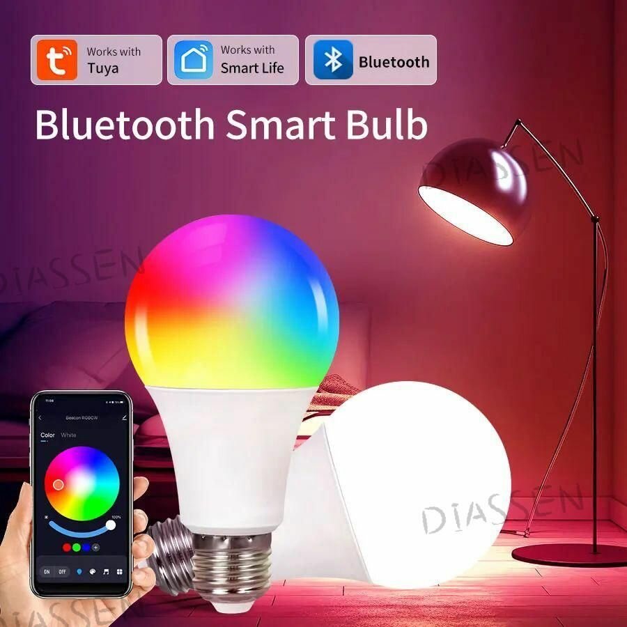 Умная светодиодная лампочка RGB+CW E27 с Bluetooth, Tuya Smart Bulb 15W