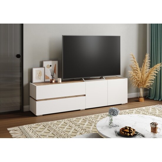 Тумба под ТВ Хандис "Аркон" белый / дуб вотан