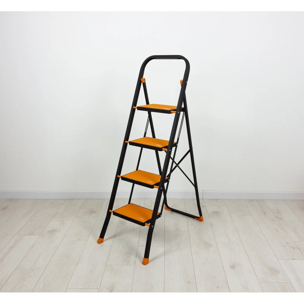 Стремянка Joy Home Tiger с четырьмя ступенями, рабочей высотой 3 метра, прочной стальной конструкцией и широкими ступенями для безопасности и комфорта