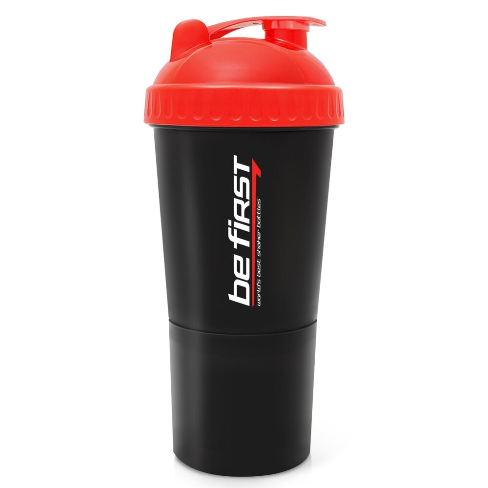 Спортивный шейкер с дополнительными отделениями 3 в 1 600 мл (TS 1323) (Be First) Черно-красный