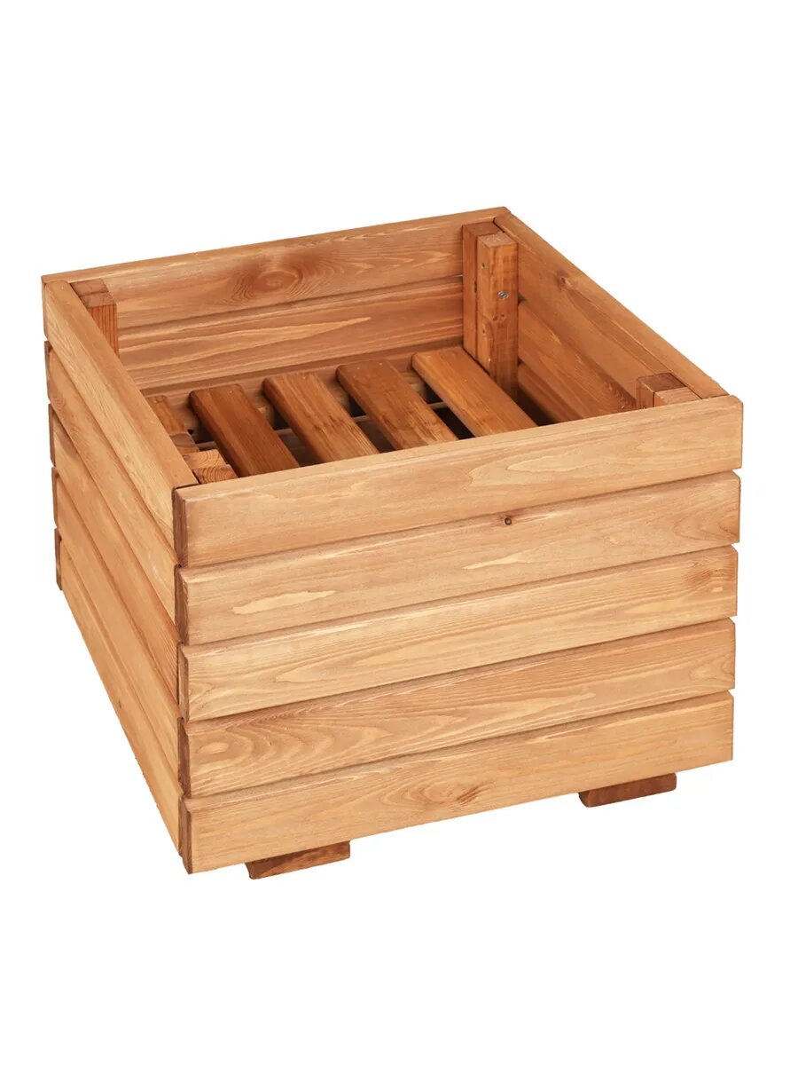 Клумба для цветов деревянная с полкой 40х40х40 см 15 л