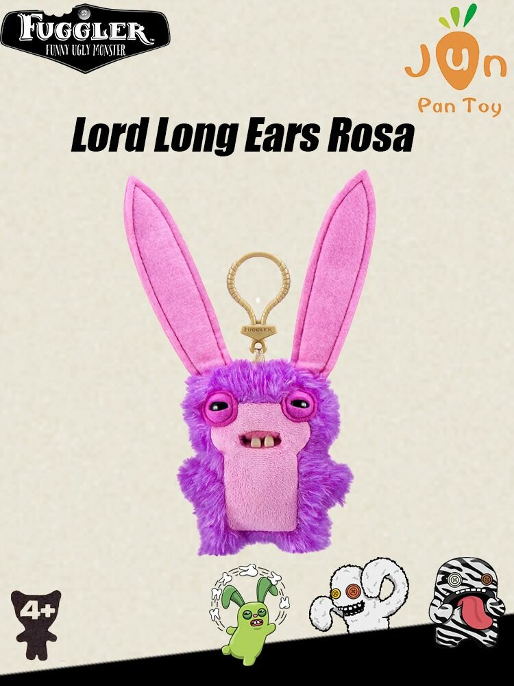 Spin Master Fuggler Series 5 Keyrings Lord Long Ears Rosa / Детский фиолетовый плюшевые игрушки кролик, брелок для ключей, высотой 13 см, подходит для детей от 4 лет и старше