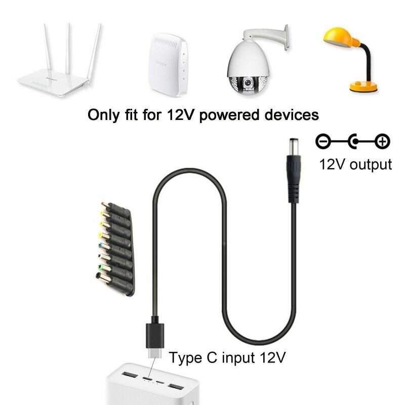Кабель питания 8-в-1 типа C до 12 В